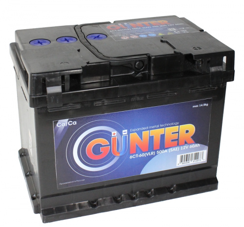 Купить аккумулятор GUNTER (ЕАЗ) 6СТ-60 А/ч о.п. [д242ш175в190/500А] в ...
